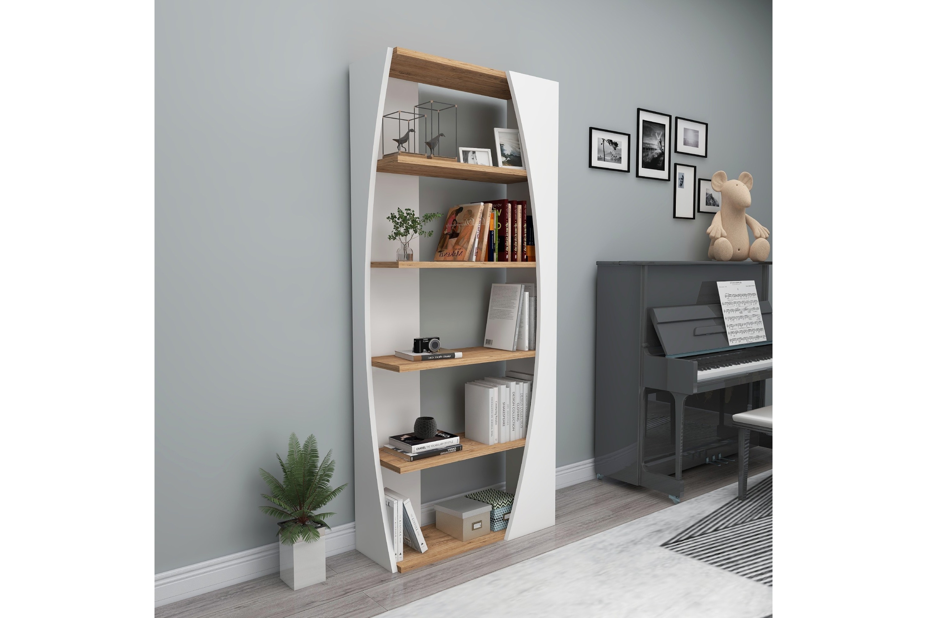 Selge Bokhylla 63,6 cm Brun/Vit - Förvaring - Trademax