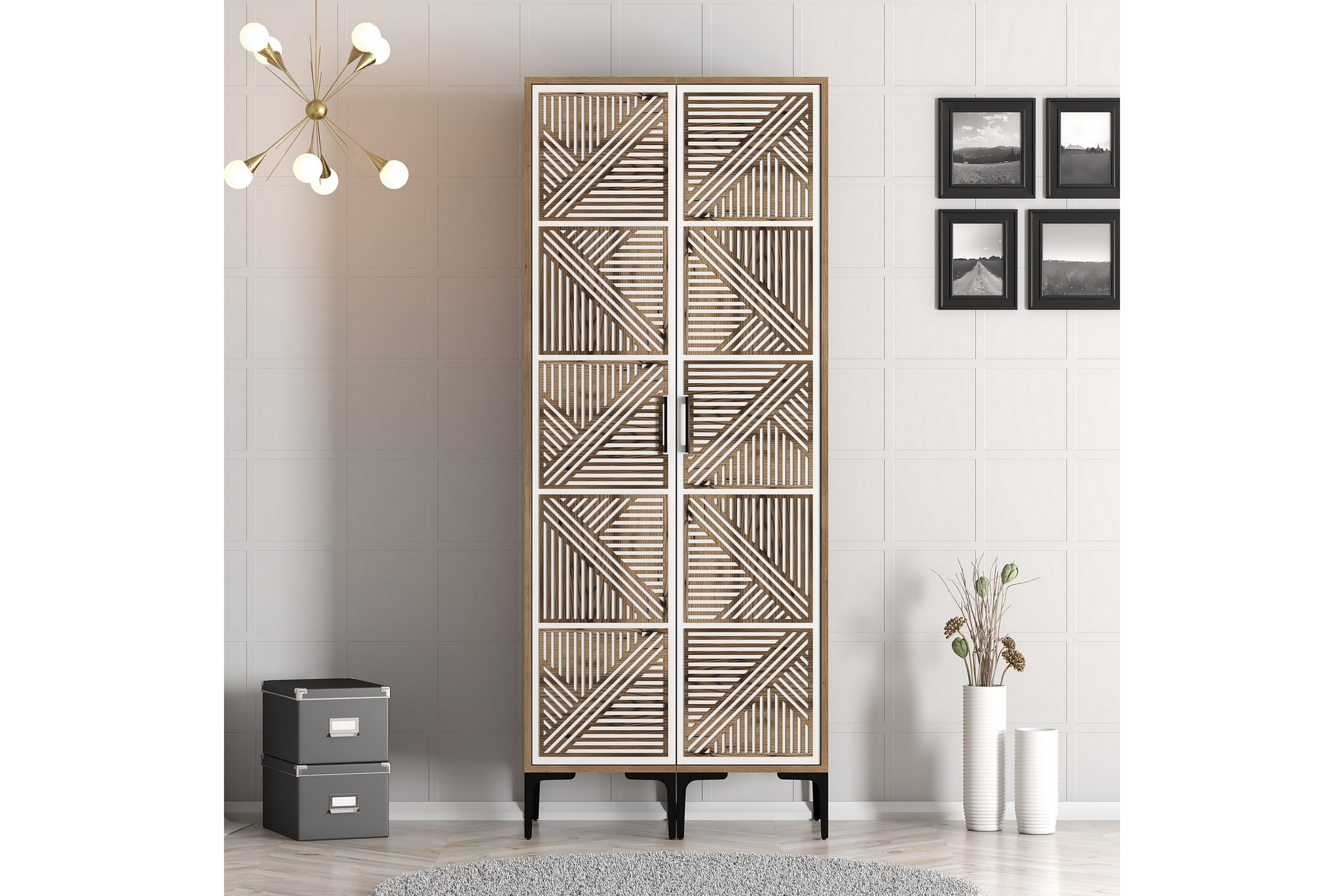 Kumsal Garderob 80 cm Brun/Vit - Förvaring - Trademax