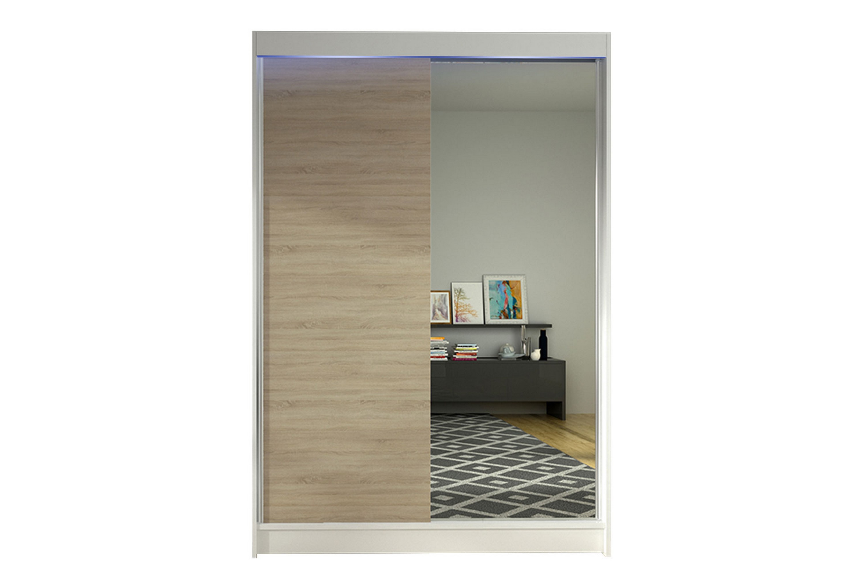 Liverpool Garderob med Spegel 120x200 cm Brun/Vit - Förvaring - Black ...