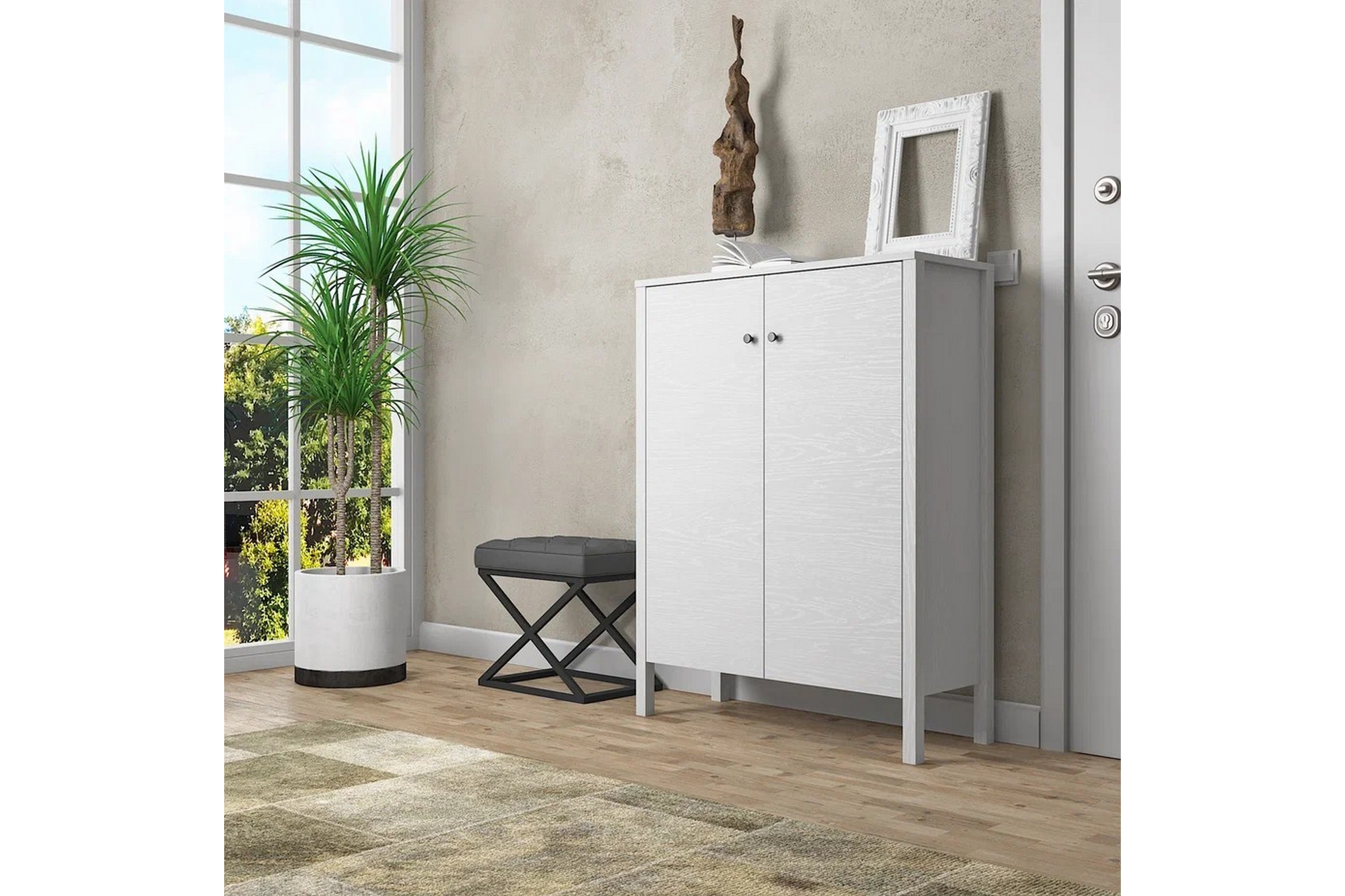 Elspet Skoskåp 90 cm Brun/Vit - Förvaring - Black Friday - Trademax