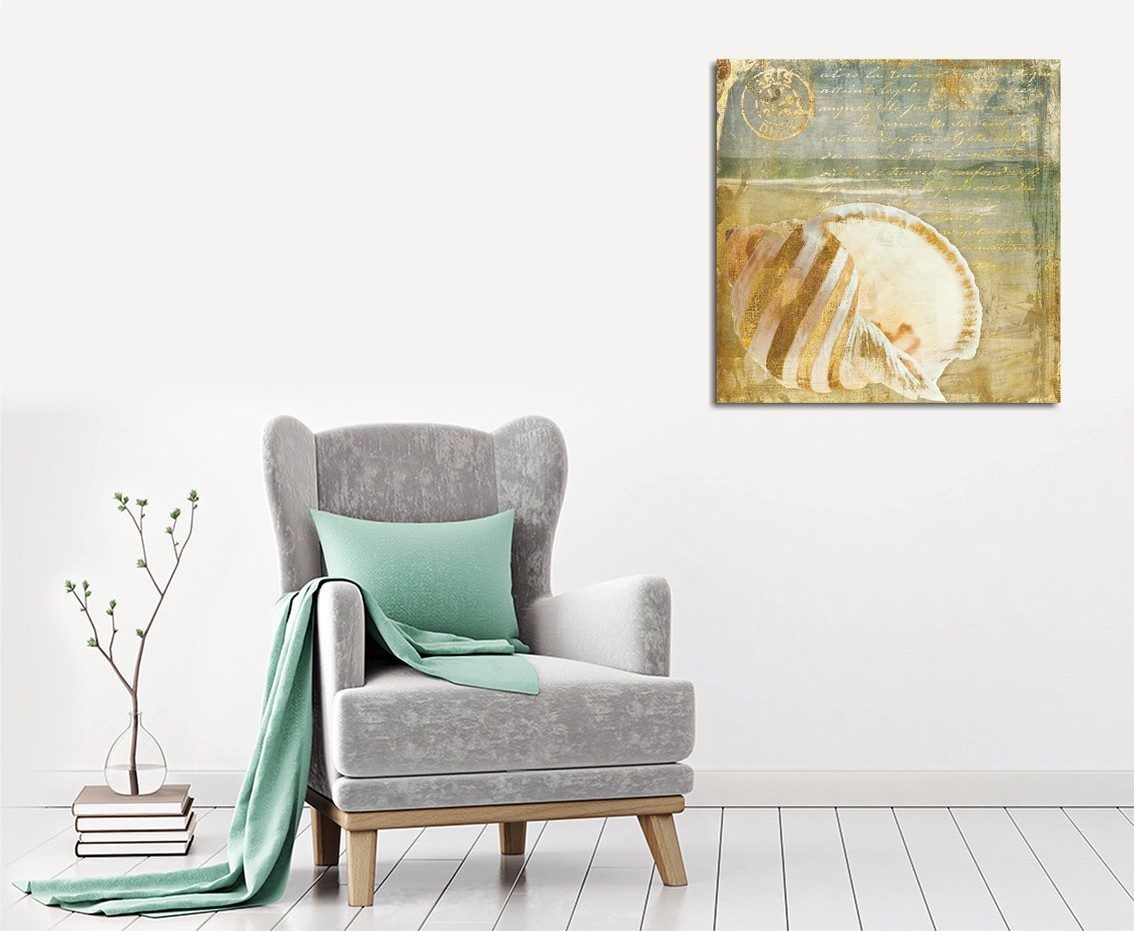 Canvastavla 45x45 cm - Snäcka med subtila detaljer och texturer Beige ...