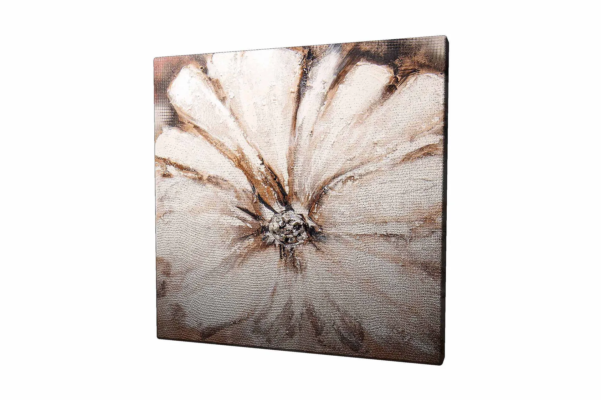 Canvastavla 45x45 cm - Storslagen blomma i mjuka, neutrala toner Vit ...