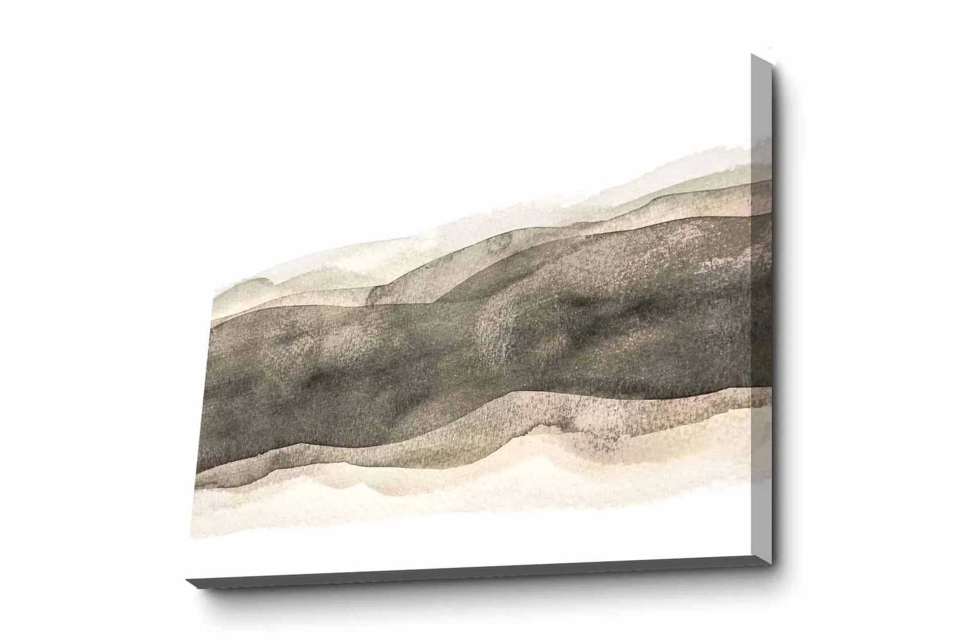 Canvastavla - Abstrakt landskap med mjuka, vågiga former Grå / Beige ...