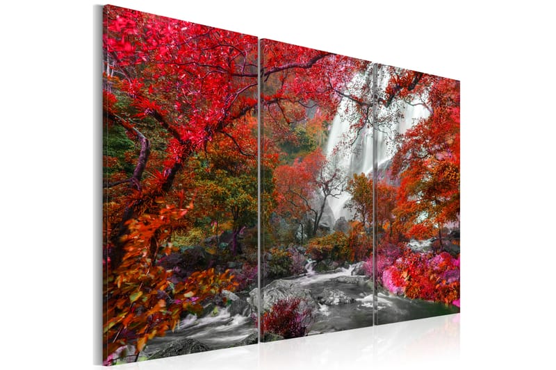 Tavla Beautiful Waterfall Autumnal Forest 120x80 - Canvastavlor ...