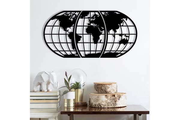 World Map 11 Väggdekor Svart - Inredning - Trademax