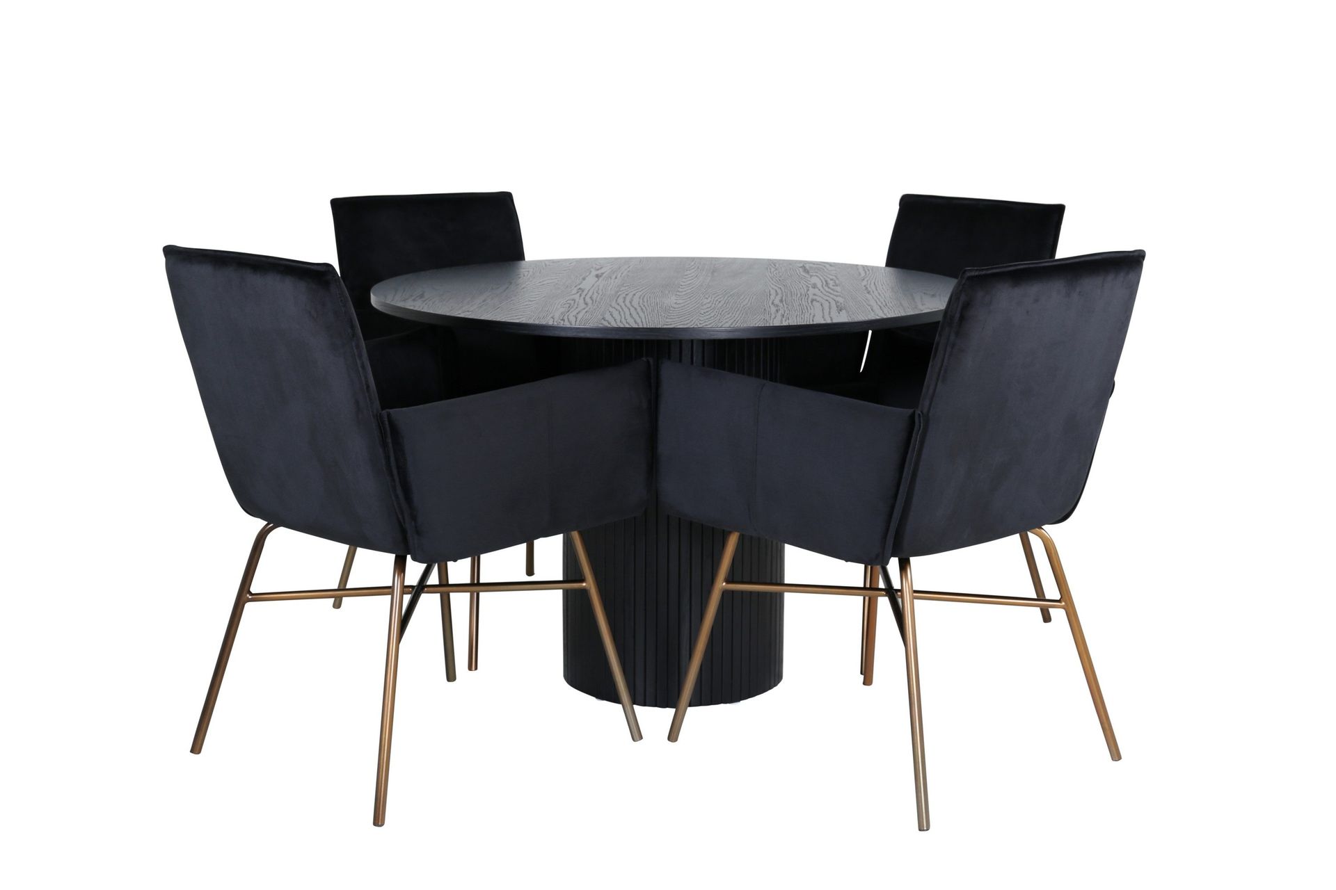 Venture Home Bianca Matgrupp 110 cm Rund med 4 Petra stolar Svart ...