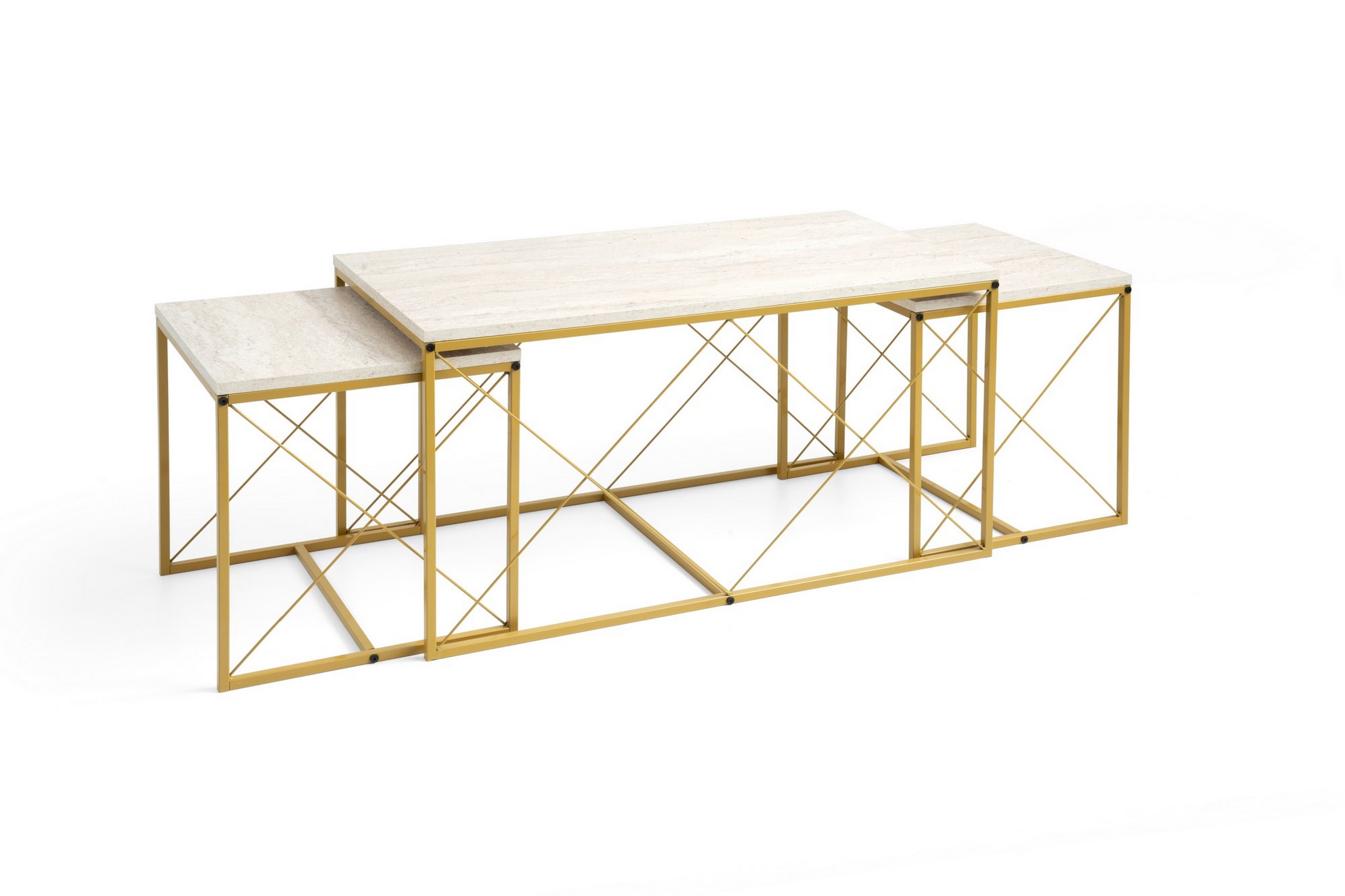 Defneia Soffbord 100 cm Guld/Marmor - Möbler - Trademax