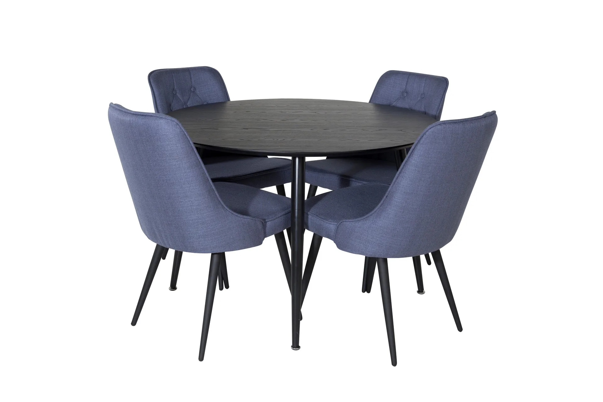 Venture Home Dipp Matgrupp 115 cm Rund med 4 Velvet Deluxe stolar Svart ...