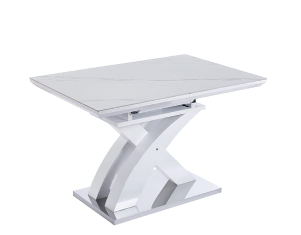 Matbord Ingrid Förlängningsbart 120–160 cm Vit marmor - Möbler - Trademax