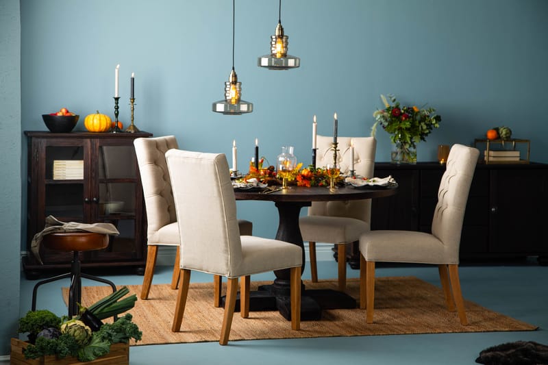 Bloomington Dijon Matgrupp 130 cm Rund med 4 Jenny Stol Vintage Trä ...