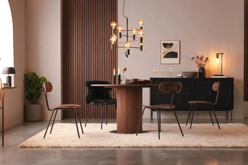 Noira Matbord 120 cm Massiv Valnöt Runt - Matbord & köksbord | Trademax.se