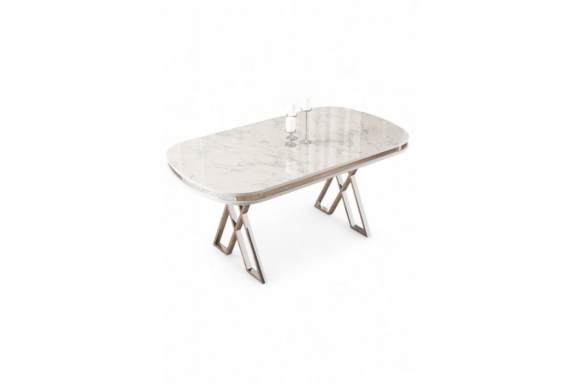Omin Matbord 168 cm Rektangulär Vit Marmor/Krom - Möbler - Trademax