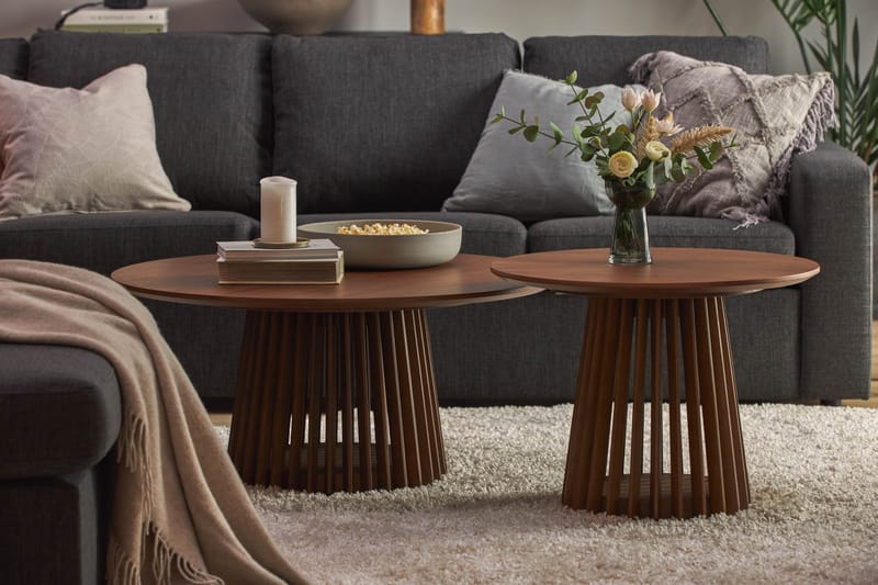 Peyra Soffbord Runt 86 cm Valnöt - Möbler | Trademax