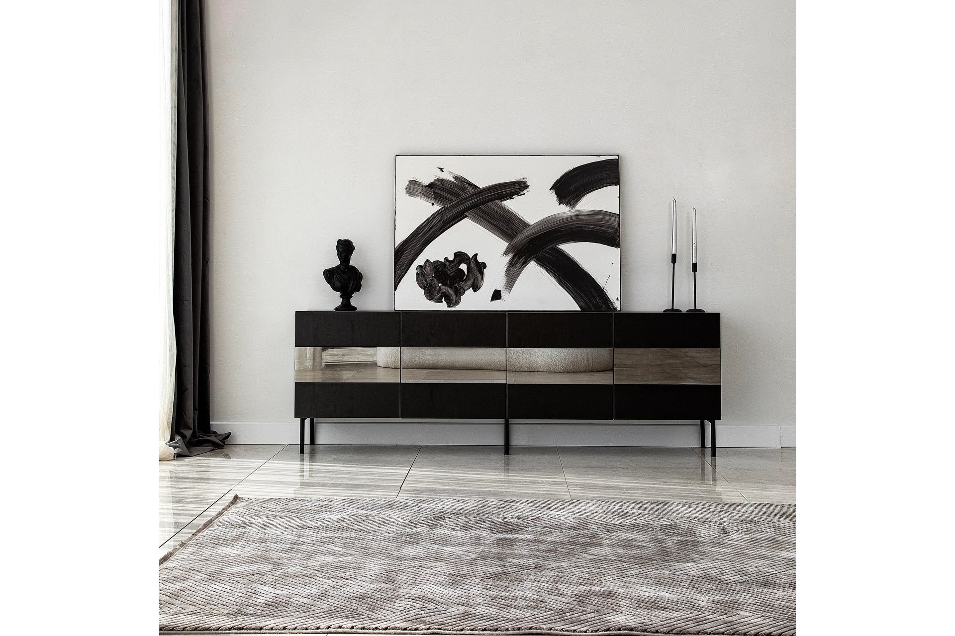 Arioch Tv-bänk 180 cm Svart - Möbler - Trademax