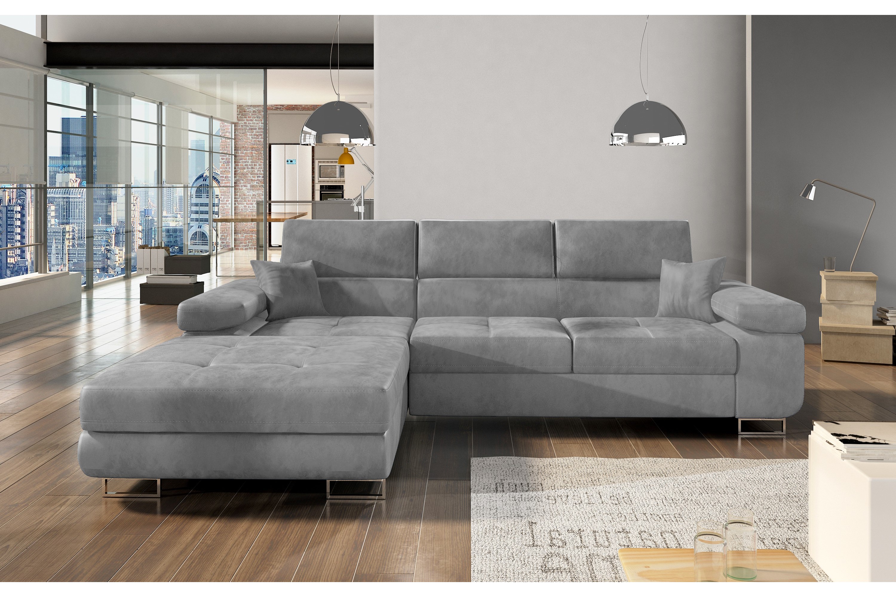 Klinka Bäddsoffa med Divan Vänster Grå - Möbler - Trademax