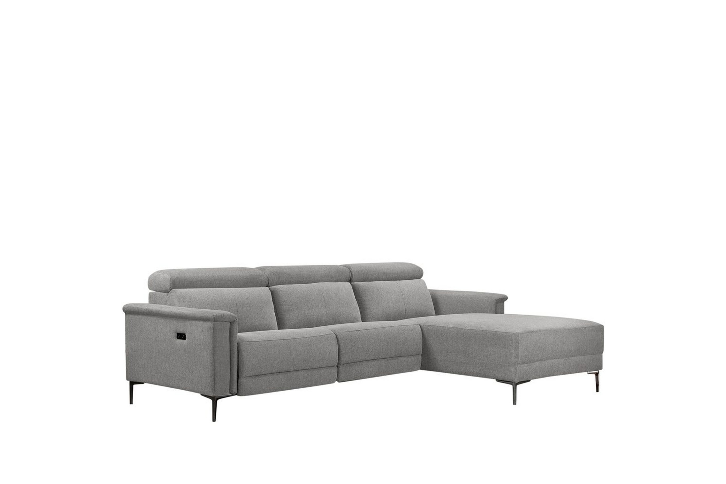 Loft24 Hörnsoffa 3-sits Lund Ljusgrå, Belfast tyg, Höger elektrisk ...