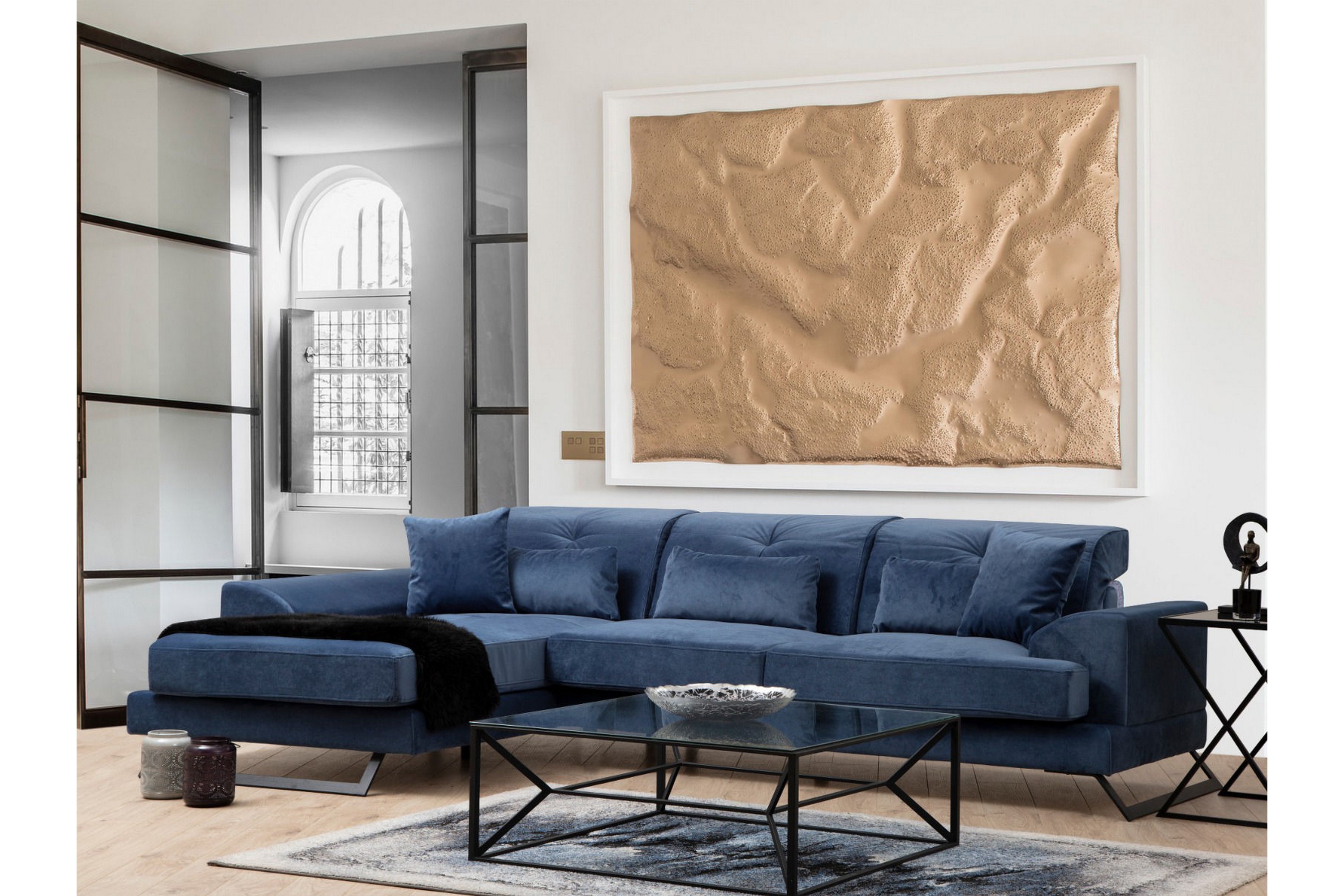 Jaraad Divansoffa 3-sits Blå - Möbler - Trademax