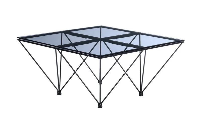 Crystal Soffbord 80 cm Rökfärgat glas/Svart - Möbler - Trademax