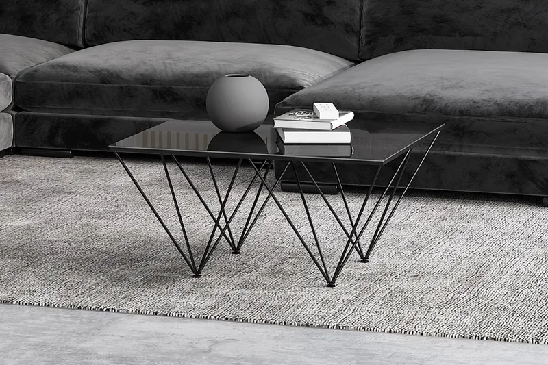 Crystal Soffbord 80 cm Rökfärgat glas/Svart - Möbler - Trademax