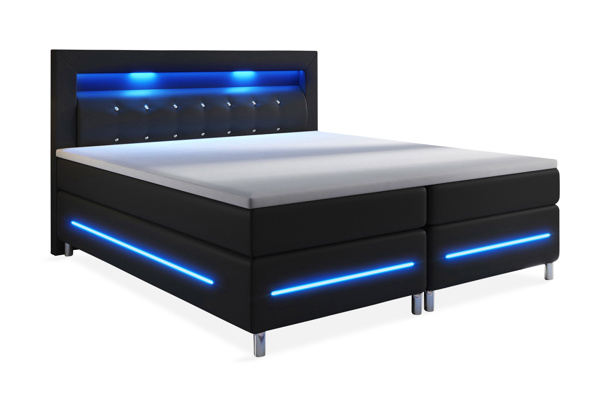 Cloud47 Modena Lyx Komplett Sängpaket Kontinental LED-belysning 180x200 cm Svart - Möbler - Trademax