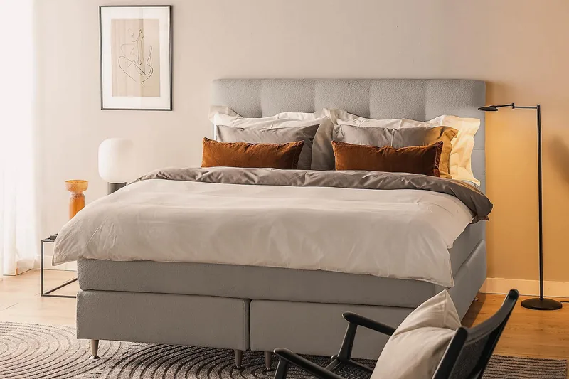 Bedly Oslo Lyx Komplett Sängpaket 180x200 cm Grå - Möbler - Trademax