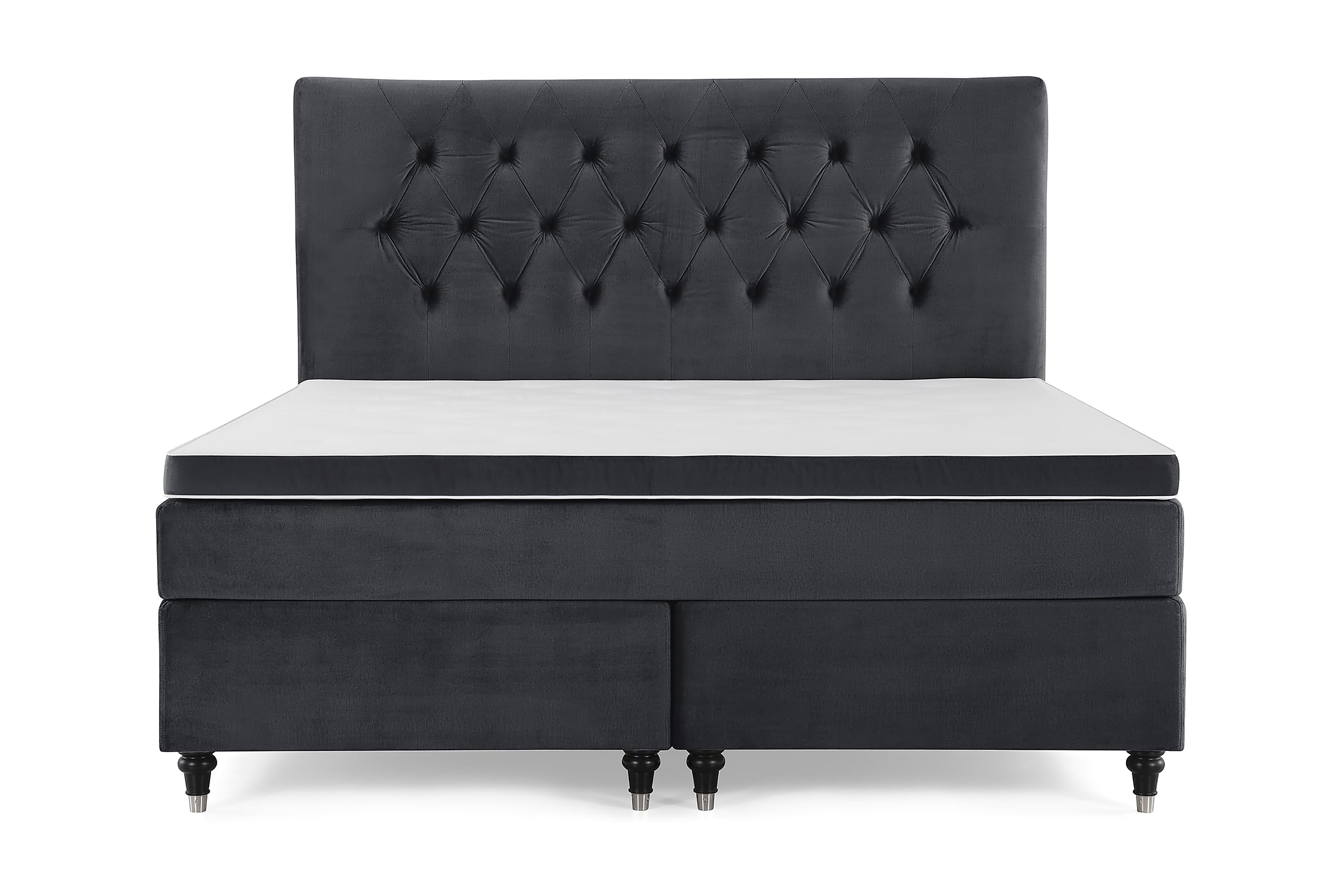 Berg & Strand Royal Velvet Komplett Sängpaket 180x200 cm Svart med Svarvade Ben - Möbler - Trademax