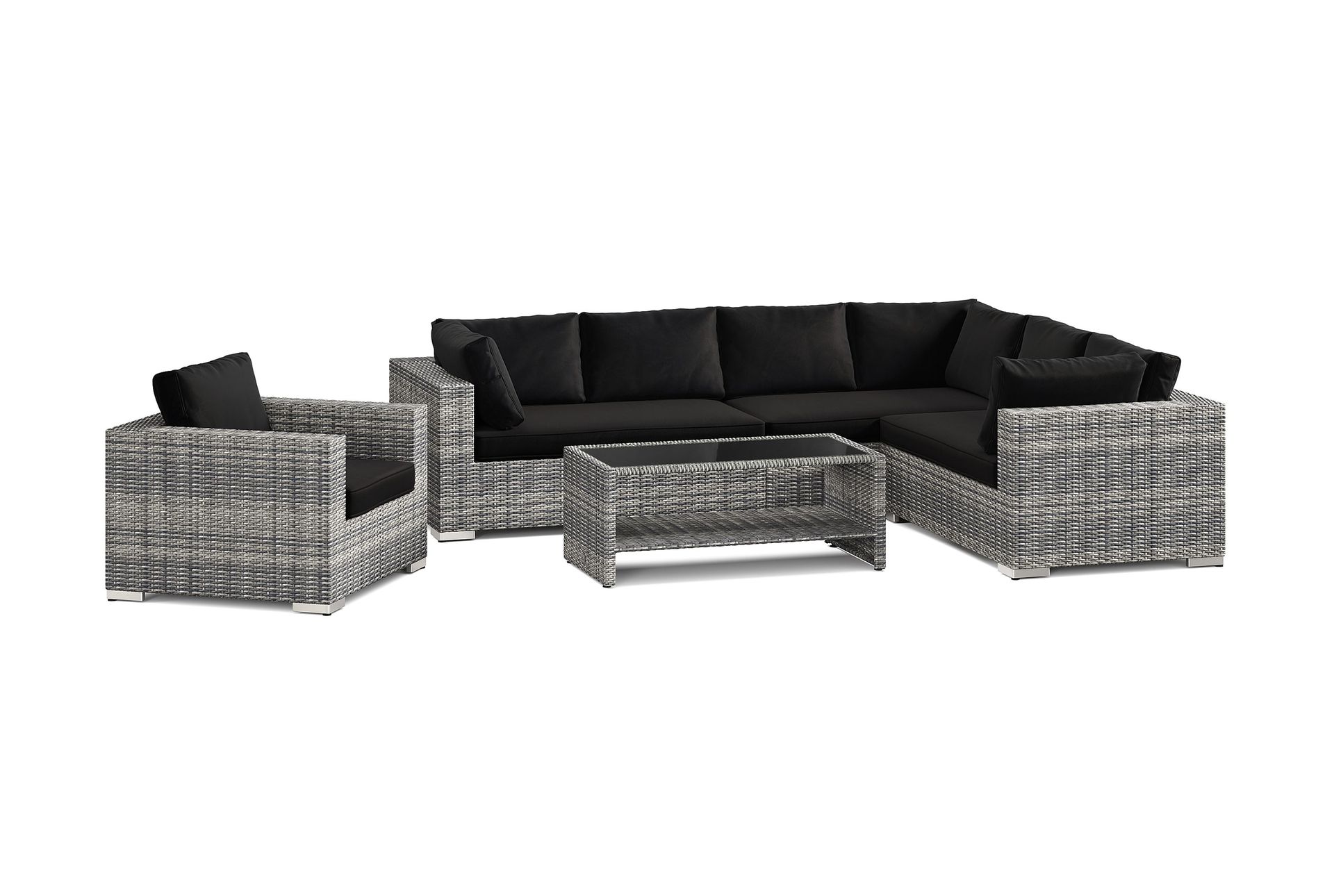 Comfort Garden Bahamas utomhus L-soffa vänster 7-sits med fåtölj och ...