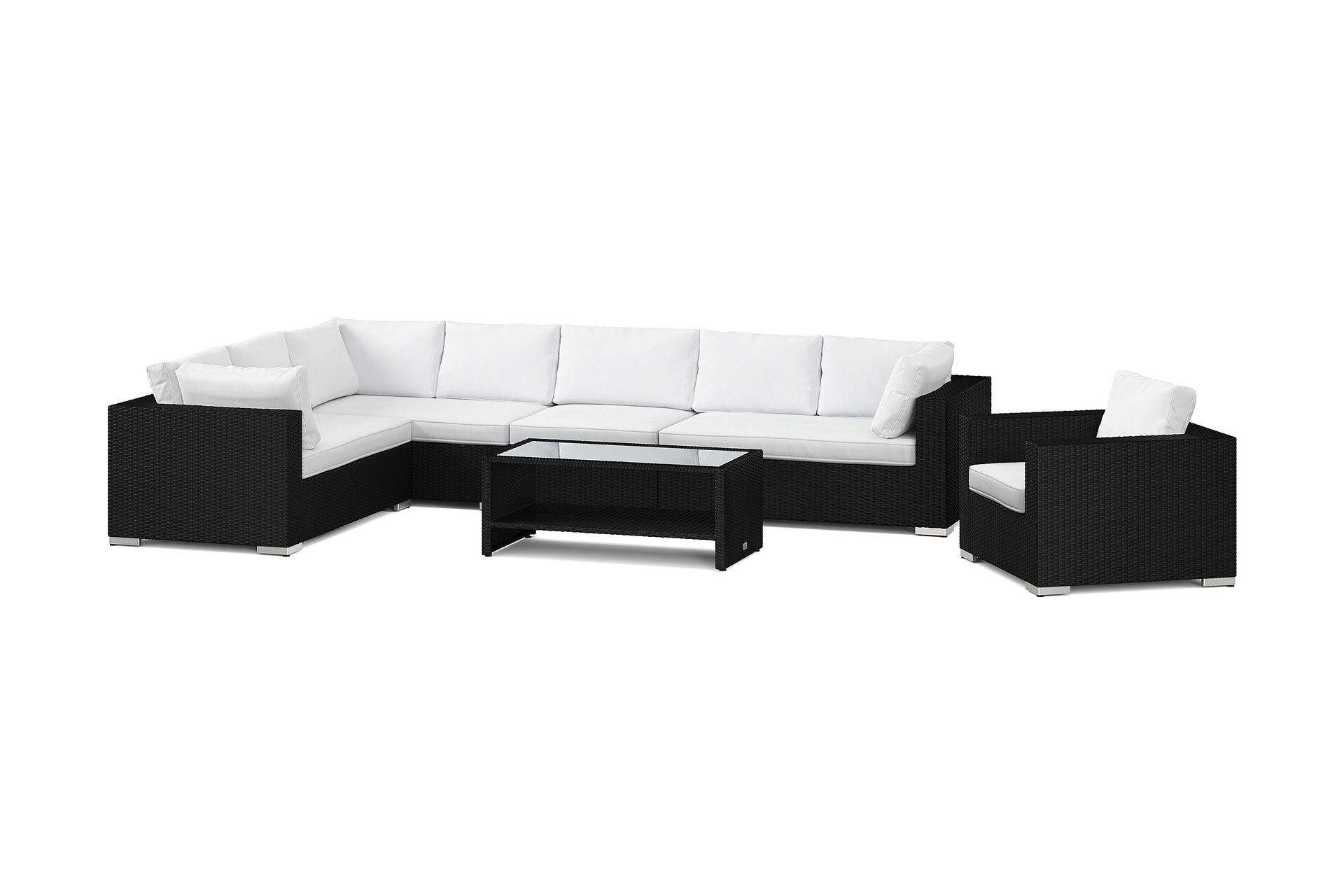 Comfort Garden Bahamas utomhus L-soffa vänster 8-sits med fåtölj och ...