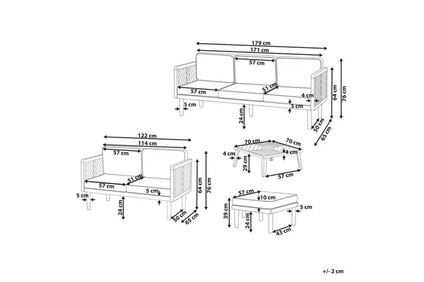 Loungegrupp med 2 sits soffa Baratti - Utemöbler - Trademax
