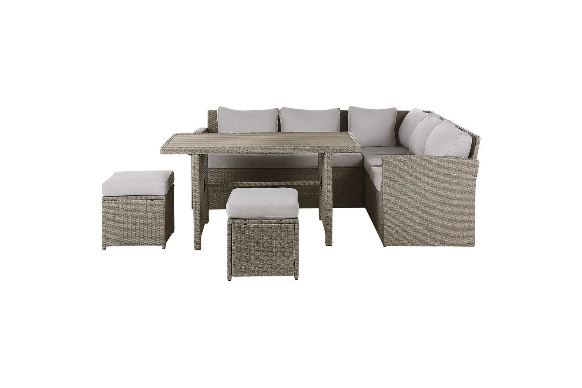 Loungegrupp med bord Bardi Natur/grå/beige Natur/grå/beige - Utemöbler ...