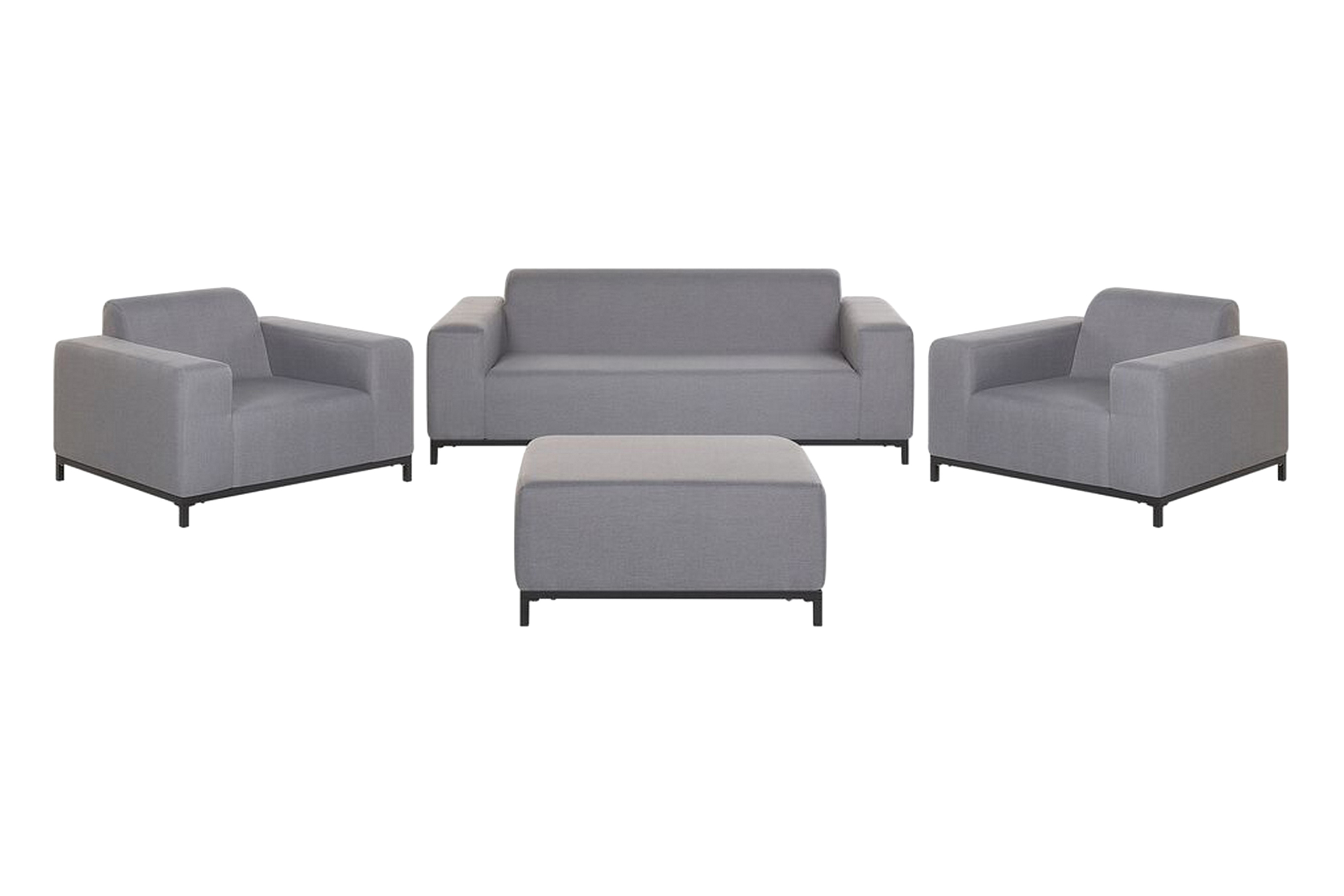 Hughen Loungegrupp Utomhus 5-sits Grå/Svart - Utemöbler - Trademax