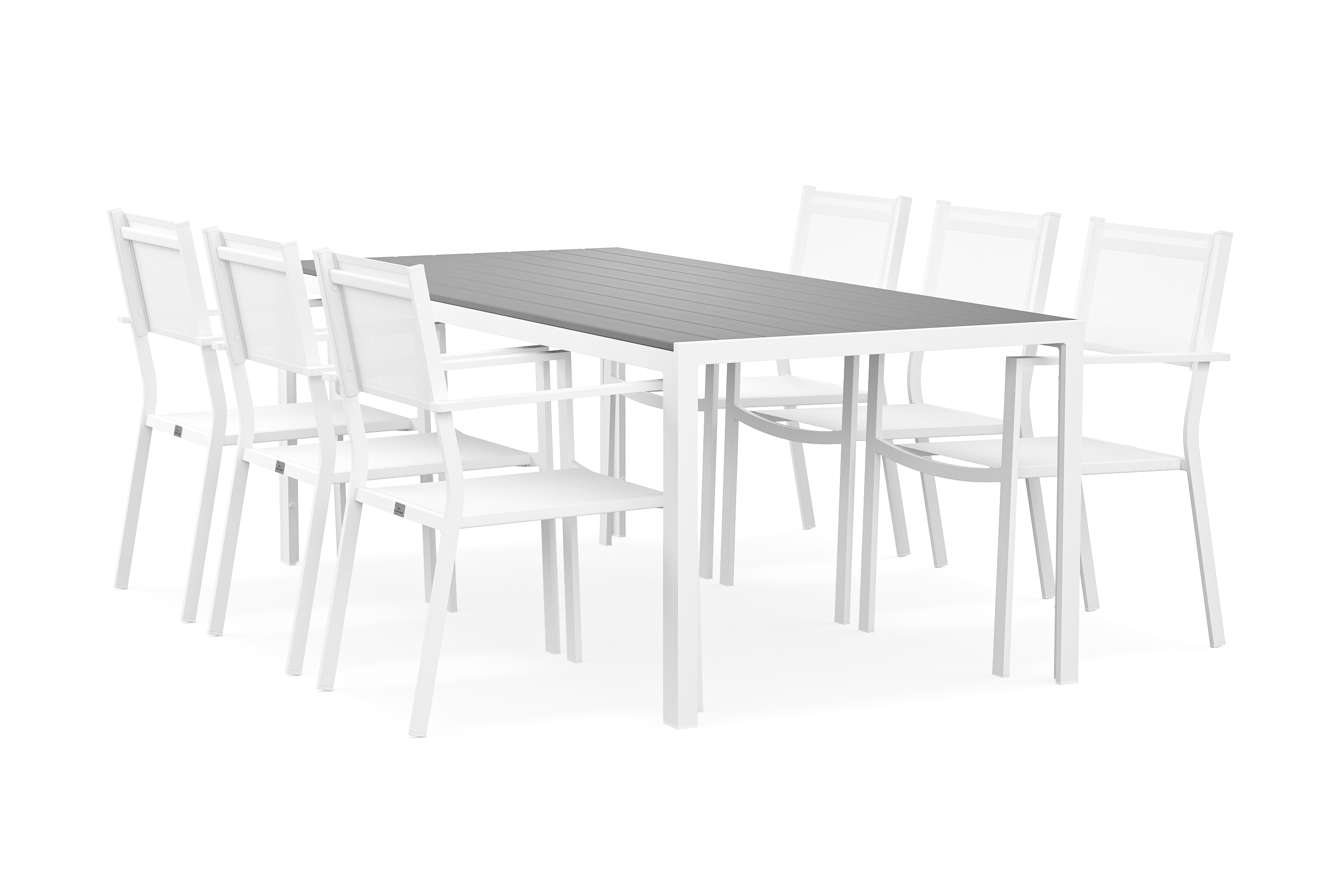 Comfort Garden Tunis Matgrupp Utomhus 205x90 cm + 6 Tunis Stapelstol - Utemöbler - Trademax