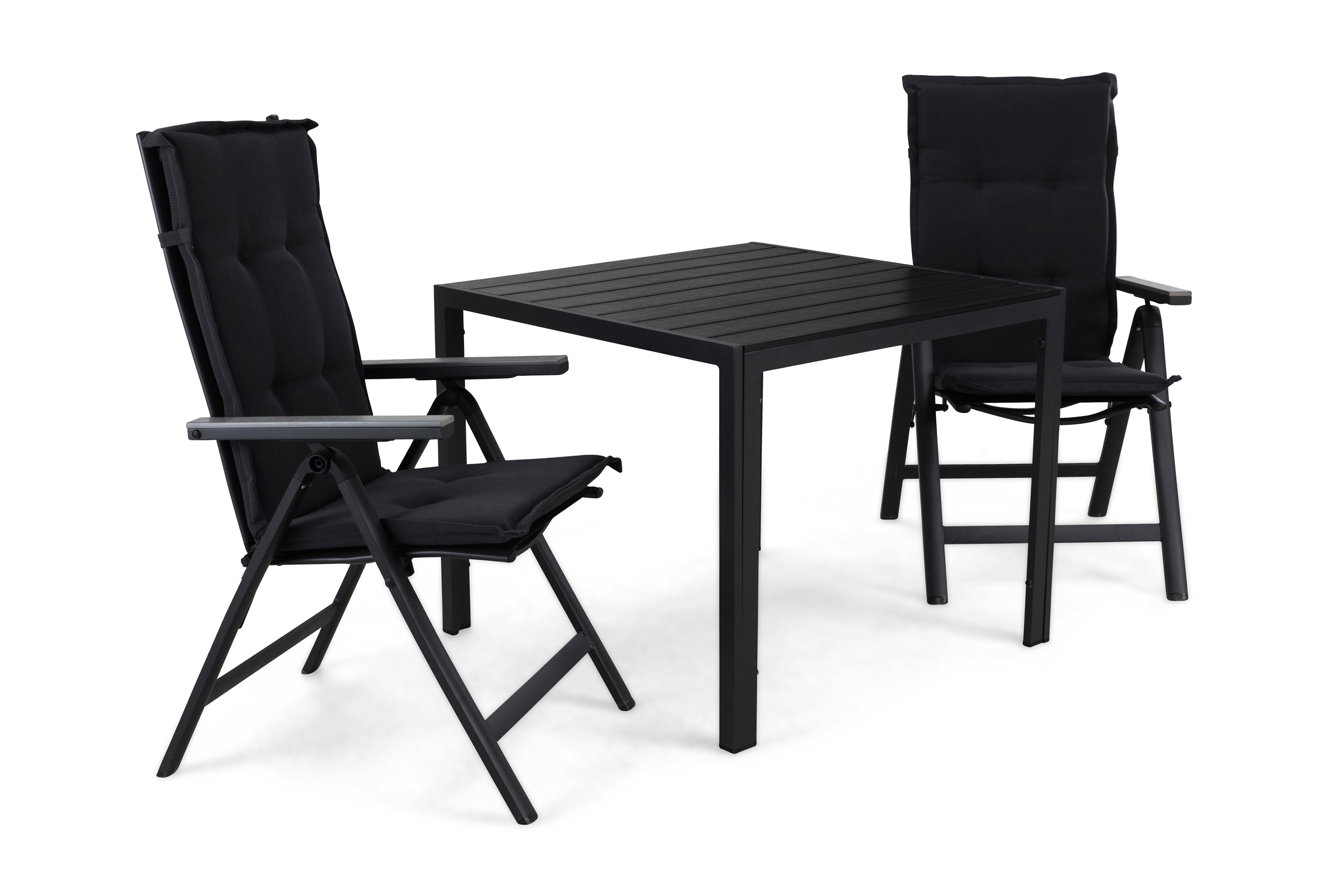Comfort Garden Tunis Matgrupp Utomhus 90 + 2 Monaco Positionsstol m Dyna Svart/Svart/Grå/Grå ...
